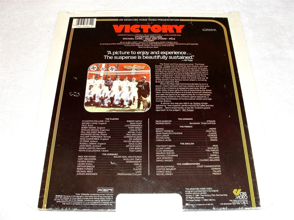 Victory - CED SelectaVision Videodisc, 1981 Action. Sylvester Stallone ...