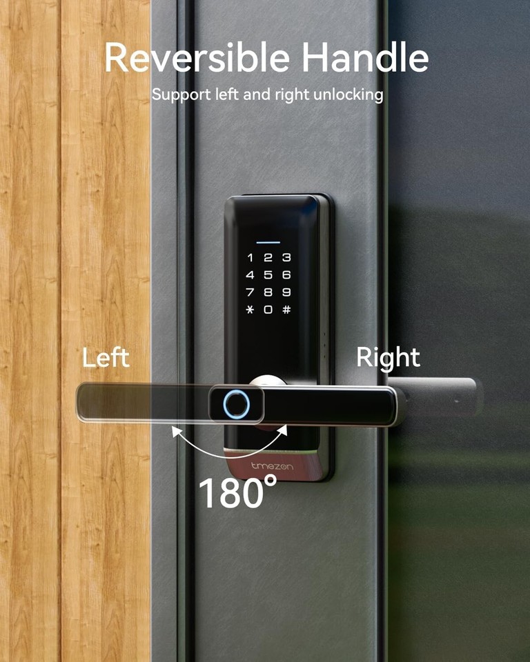 TMEZON Smart Door Lock Wi-Fi Fingerprint Keyless Door Lock with Handle ...