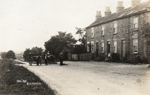 RP Postcard - Pony & Trap, Houses, Hill Top, Ellerker, nr Hull ...