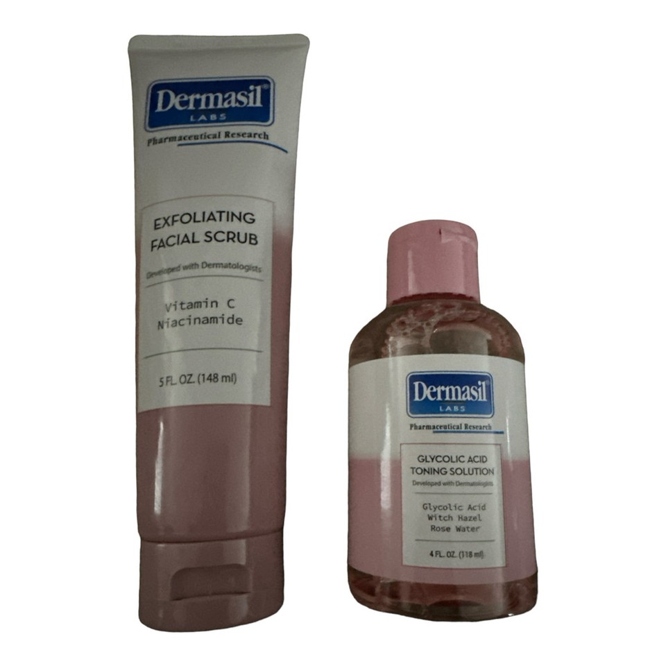 Dermasil Exfoliating Facial Scrub and Glycolic Acid Toner NWT | eBay