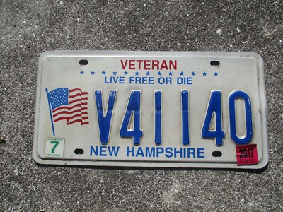 New Hampshire 2017 Veteran license plate # 41140 | eBay