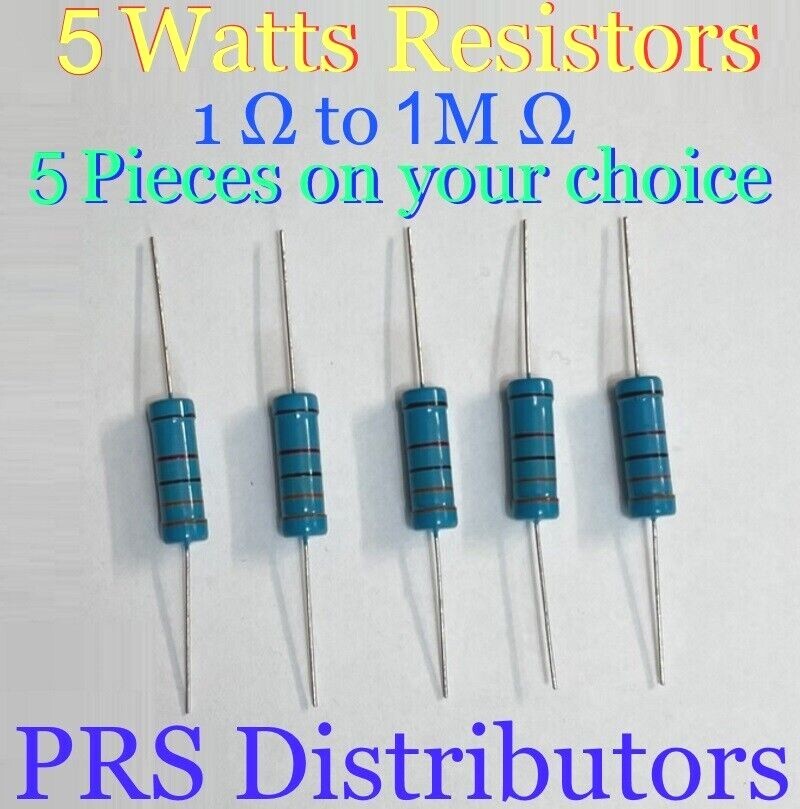 5 Watts Resistor Metal Oxide Film Resistors %1 1Ω to 1MΩ 5 Pieces on ...