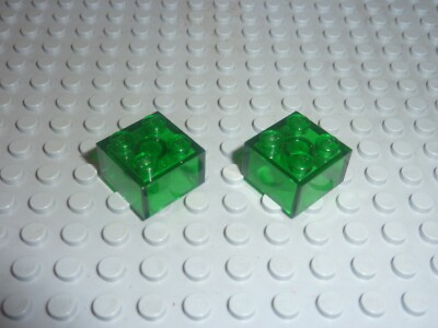 2 x LEGO Trans-Green Brick 2 x 2 Ref 3003 Set 70679 21128 21134 21133 ...