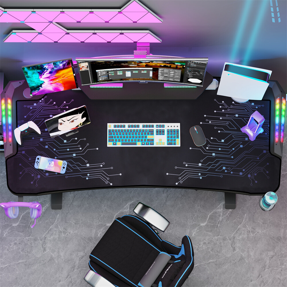 Extra Large Gaming Desk PC Computer Table Workstation RGB w/ Monitor ...