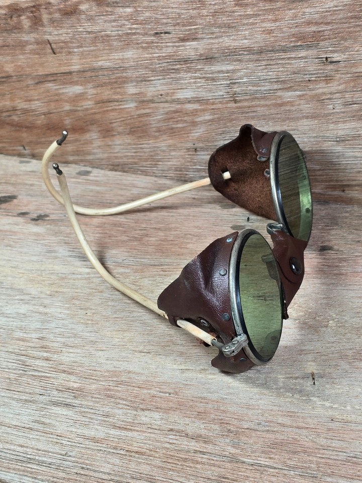 Vtg American Optical AO Steampunk Motorcycle Aviator Safety Glasses ...
