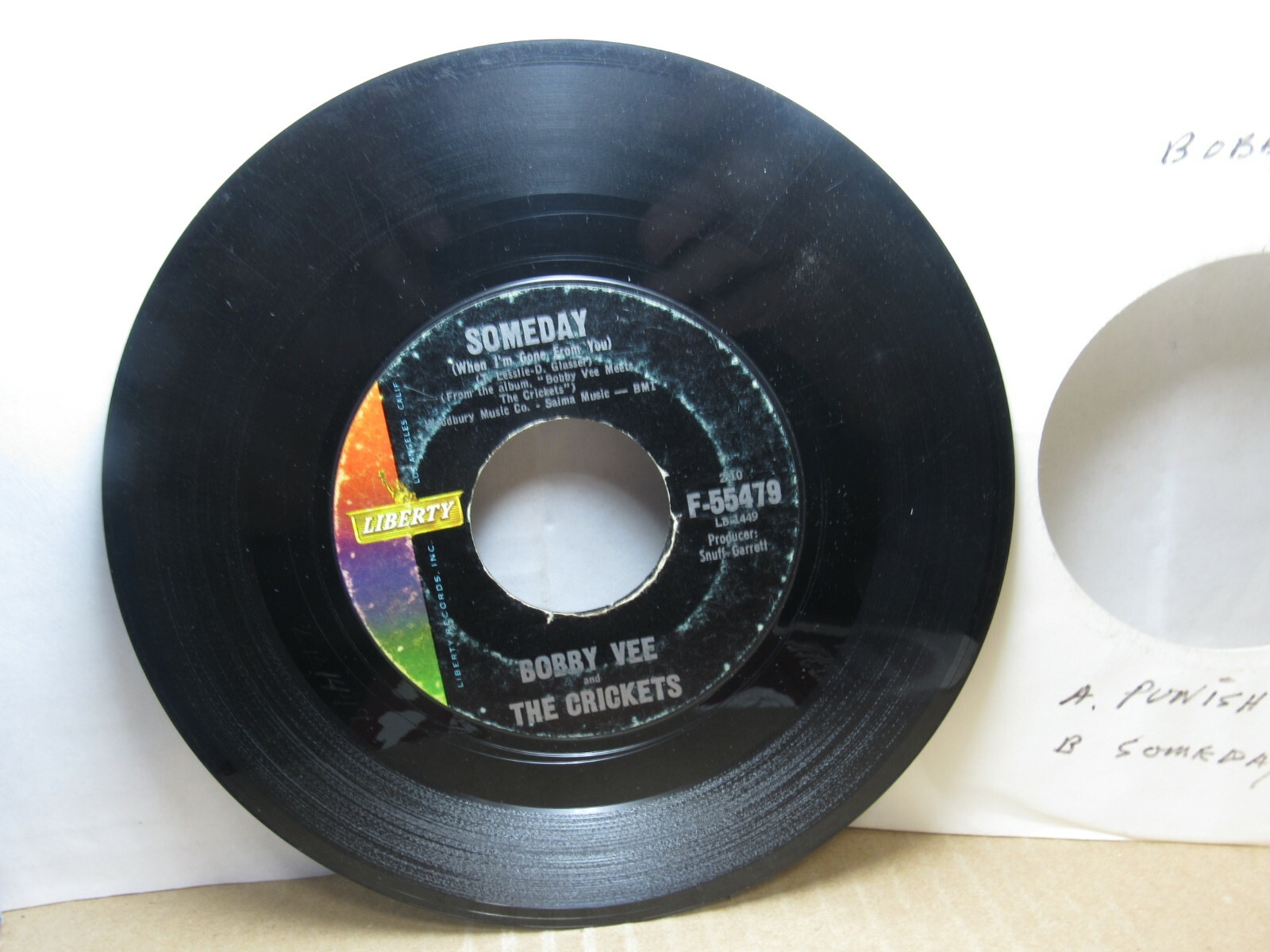 Old 45 RPM Record - Liberty F-55479 - Bobby Vee & Crickets - Someday ...