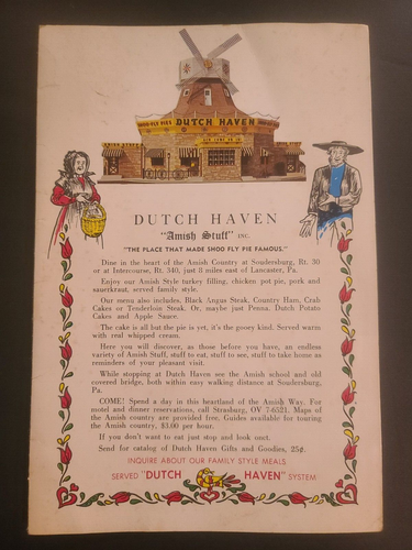 1970's Dutch Haven Restaurant Menu Lincoln Highway Soudersburg PA | eBay