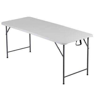 6FT Plastic Folding Table Portable Picnic Party Table with Carrying ...
