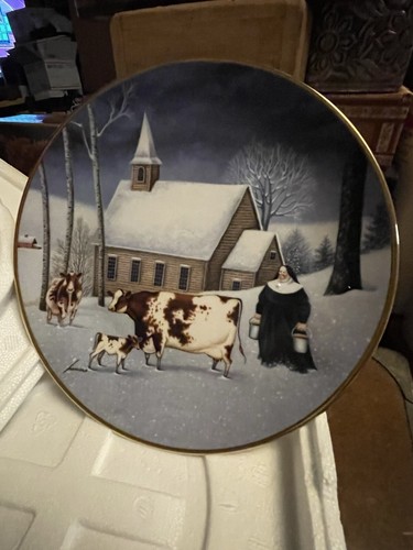 Franklin Mint Nun with Cows, Porcelain Plate Winter Milking, Lowell ...