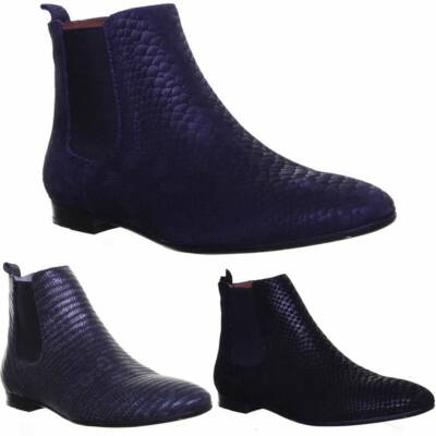 Justin Reece Womens Leather Low Heel Chelsea Ankle Boots Pull on Uk ...