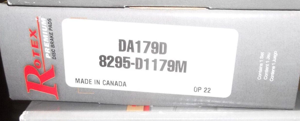 Front Disc Brake Pad Set, Semi-Metallic - Rotex DA179D | eBay