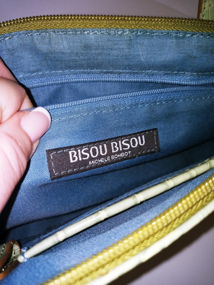 Bisou Bisou Michele Bohbot Baguette Bag Handbag Purse Green Faux Croc ...