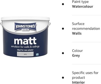 Johnstone's Contract Matt Emulsion Grey Paint 10L | eBay UK