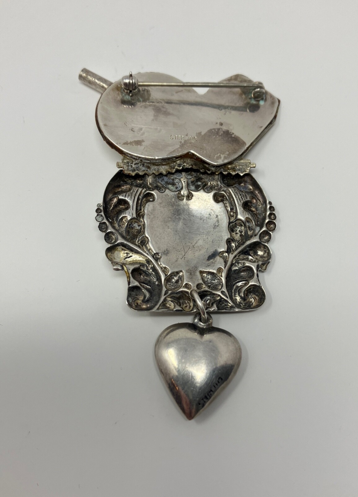 Vintage Sterling Silver Collage Art Brooch Repousse P… - Gem