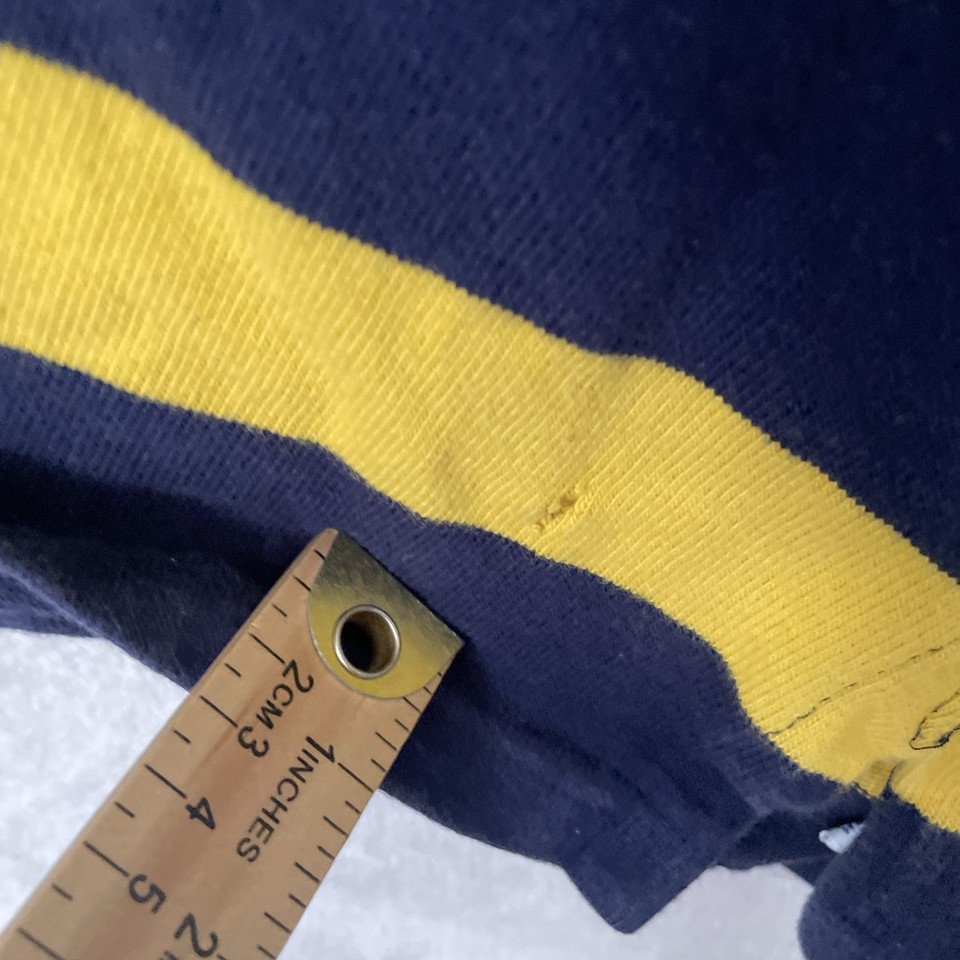 Polo Ralph Lauren Mens Polo Shirt Blue Yellow Stripe Rugby L Cotton VTG ...