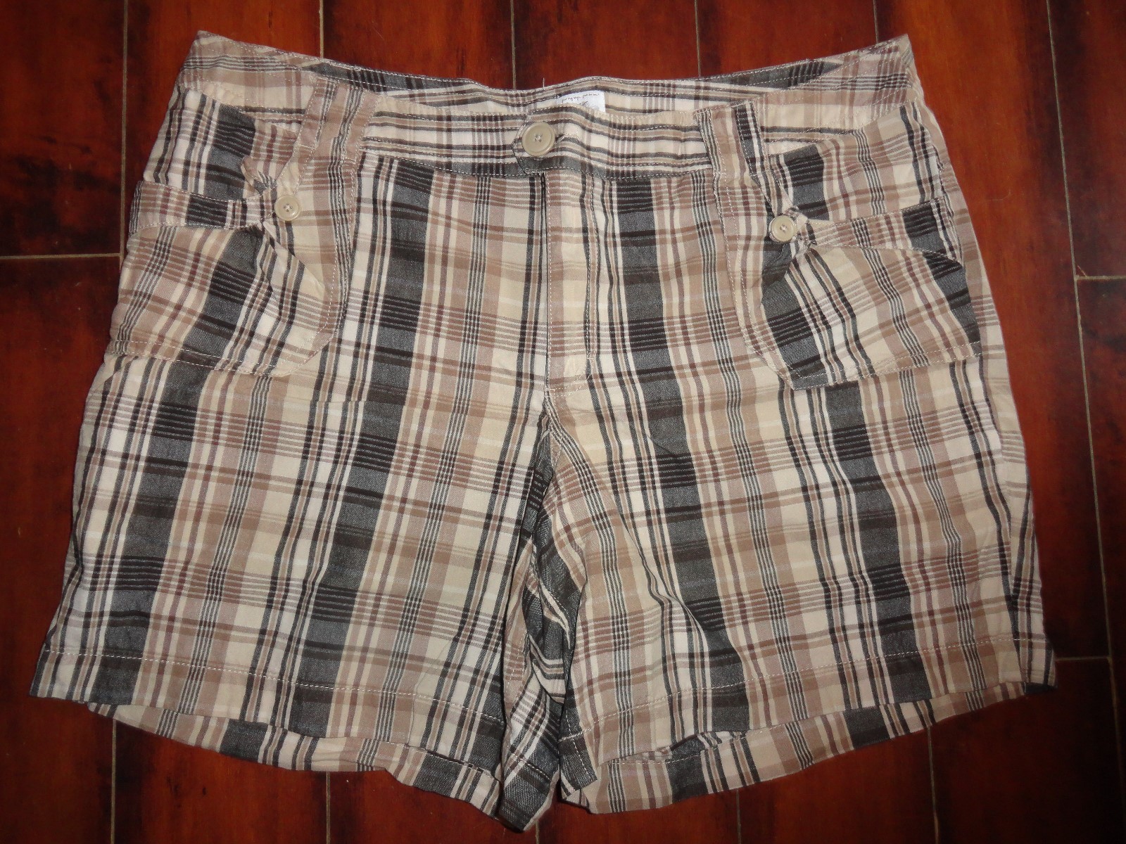 Women's JMS Just My Size Brown Plaid Shorts Size 24W Waist 42" | eBay