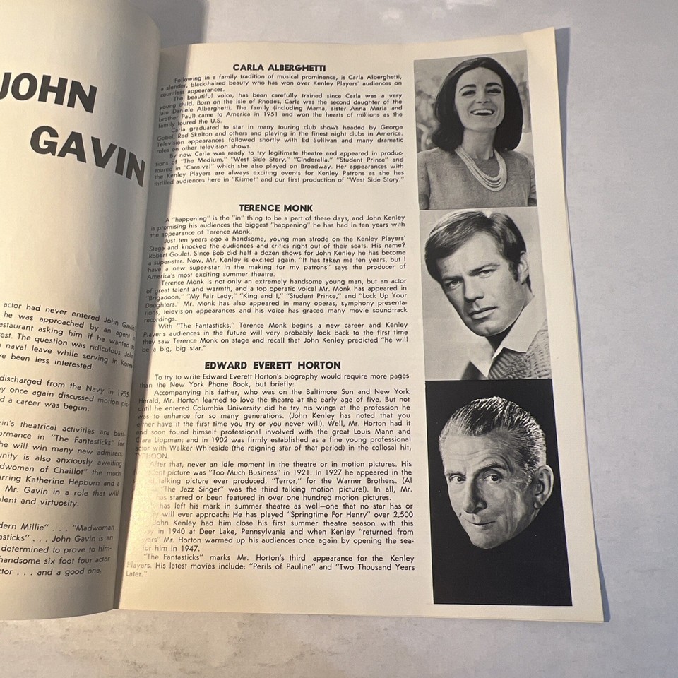 1970 THE FANTASTICKS Playbill Program: John Gavin, Carla Alberghetti, T ...