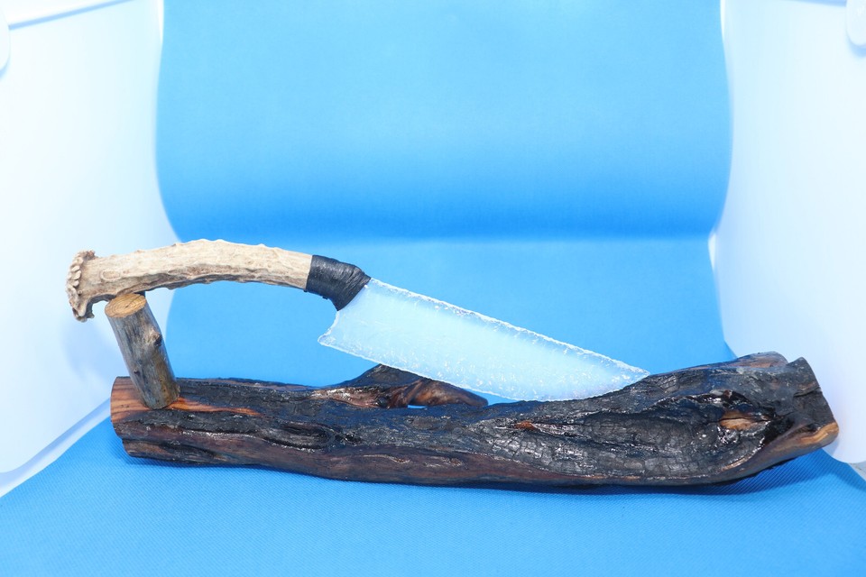 Flint Knapped Opalite Knife Blade on Deer Antler handle Handmade ...
