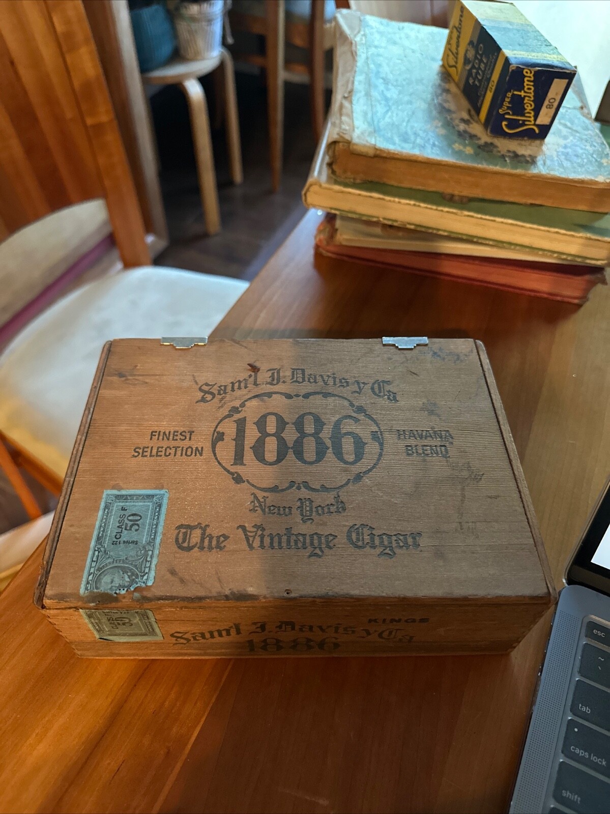 Samuel J Davis 1886 The Vintage Cigar Box New York Empty 8.5 x 6 x 1.75 ...