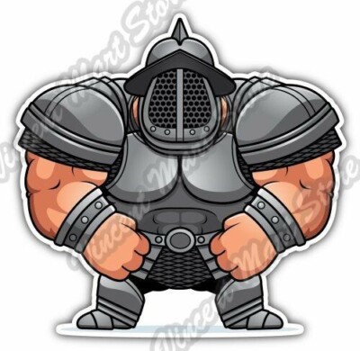 Armed Roman Fat Gladiator Warrior Funny Gift Car Bumper Vinyl Sticker ...