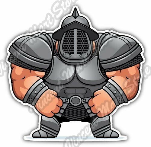 Armed Roman Fat Gladiator Warrior Funny Gift Car Bumper Vinyl Sticker ...