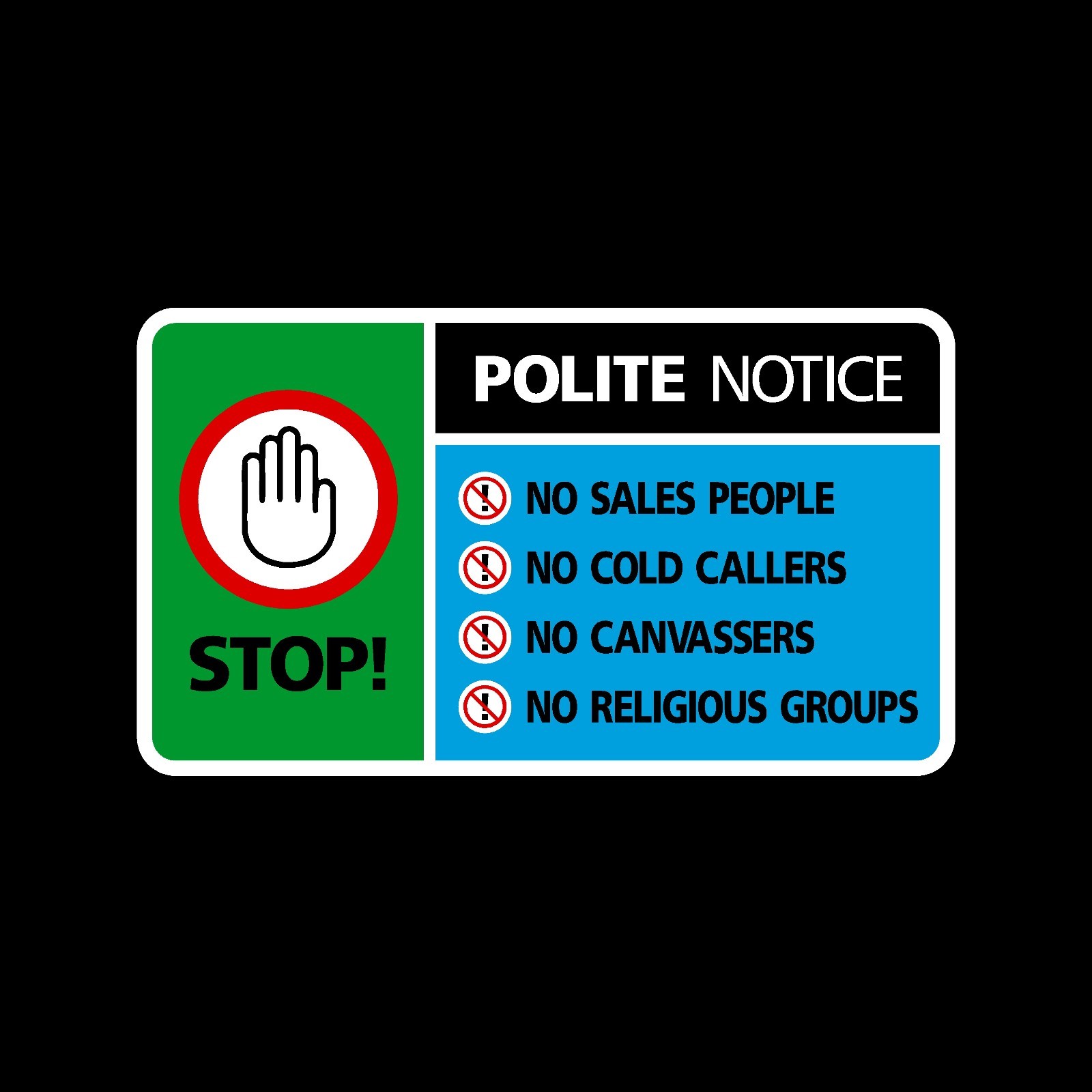 Stop Cold Calling Door Sticker - No Canvassers Callers Sign | eBay UK