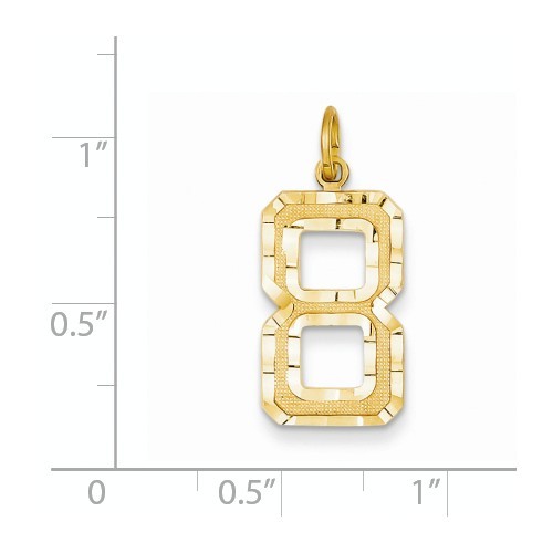 14K SOLID YELLOW GOLD NUMBER # 8 CHARM PENDANT 1.1 GRAMS 0.98 INCH ...