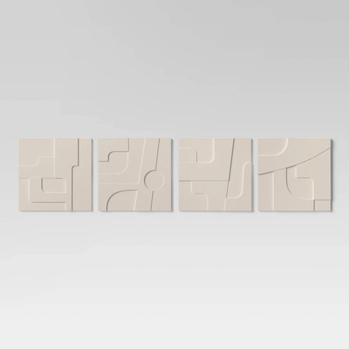 Threshold 3D Graphic Modern Wall Art Sculpture Set of 4 12"x12" Tiles ...