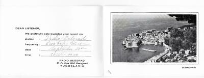 QSL Radio Beograd Yugoslavia 1973 Dubrovnik 6100 kcs Foreign Service ...