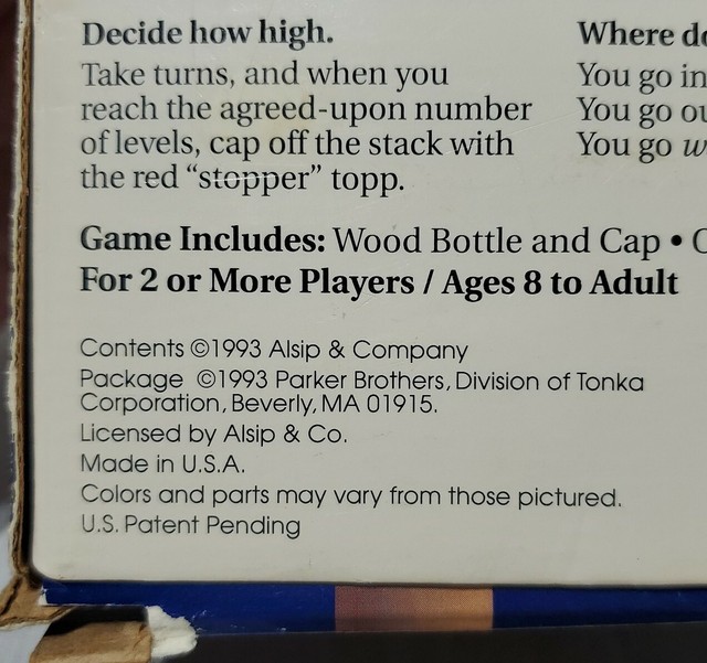 Vintage 1993 Parker Brothers Bottle Topps Game Sp10035 for sale online ...