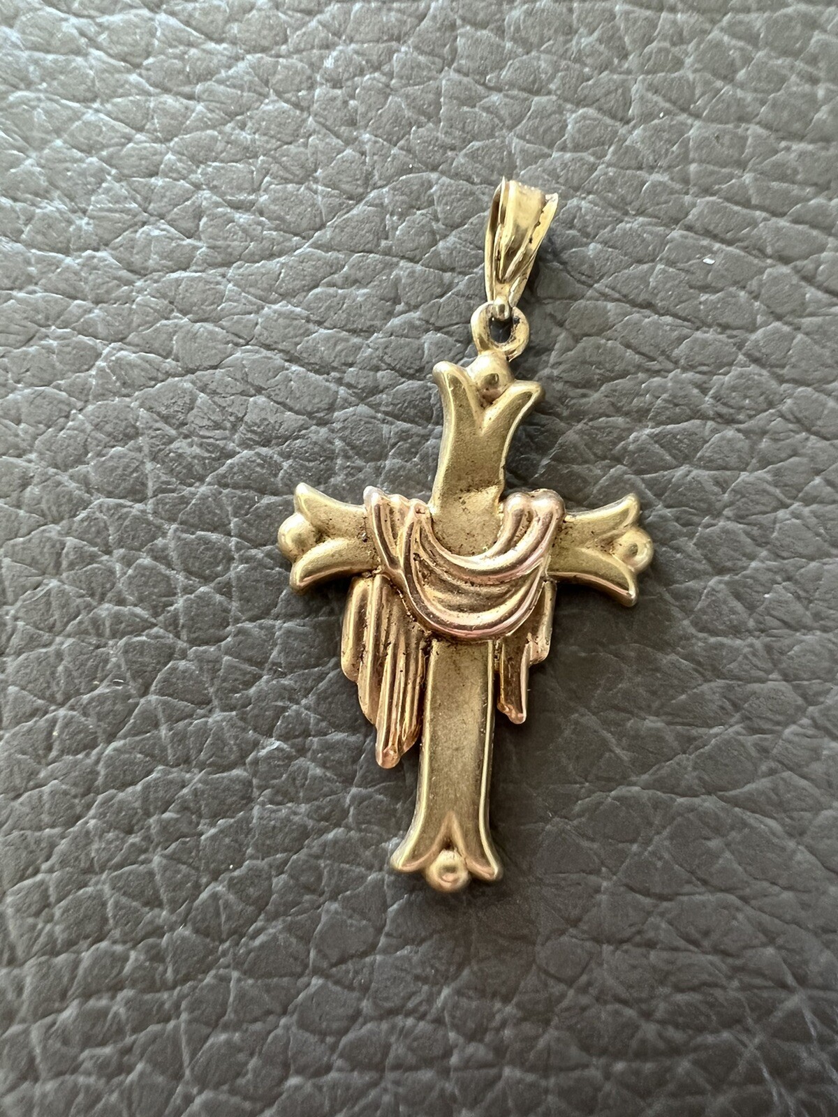 14K Yellow Gold Jesus Cross Pendant Antique - Gem