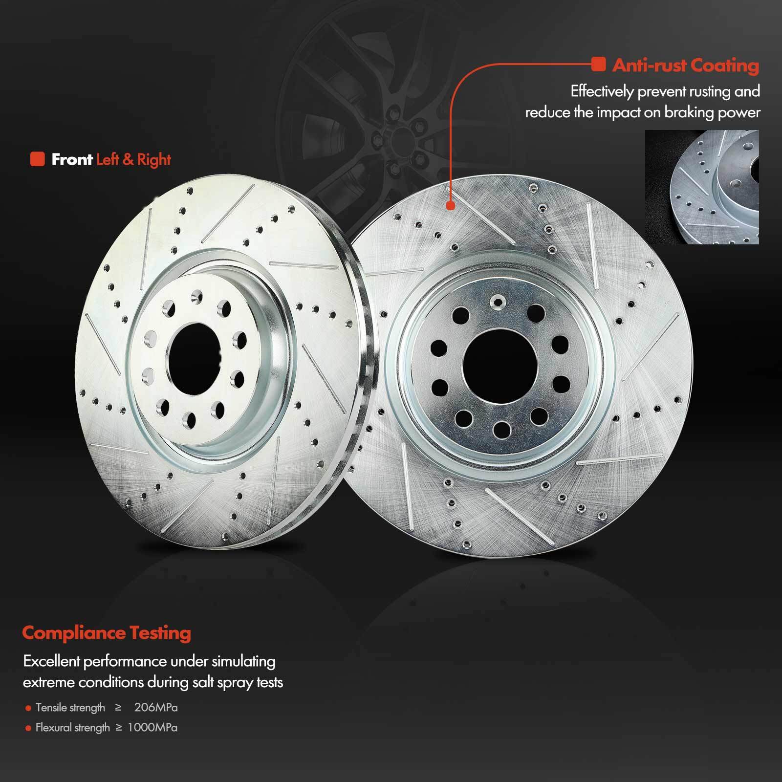 Front Left & Right Side Drilled Brake Rotor for Audi A3 Q3 S3 ...