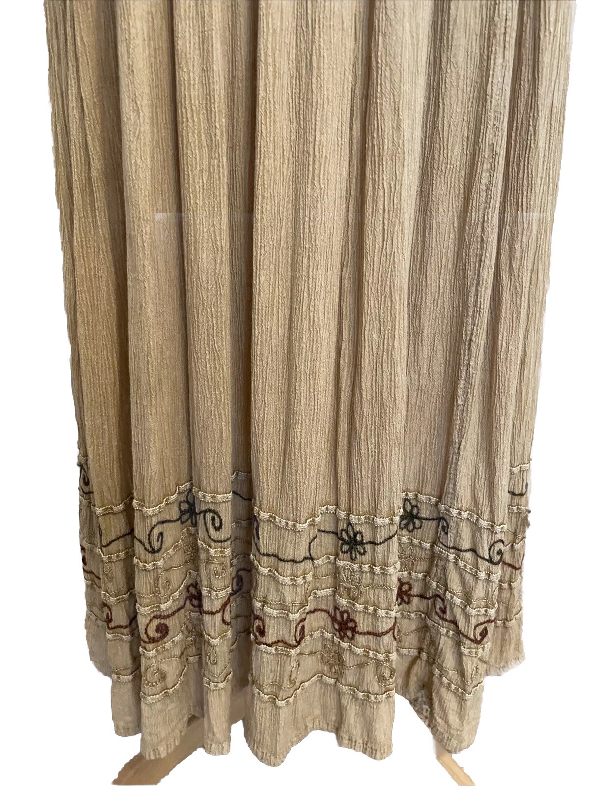 Vintage 80s 90s Rayon Gauze Boho Hippie Embroidered Dress Maxi MPH ...