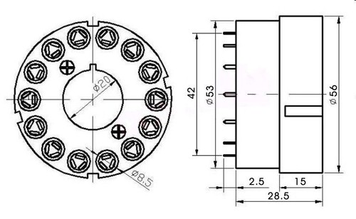 B14A Photomultiplier 14Pin Diheptal Solder Tube Socket PMT CRT B14-38 ...