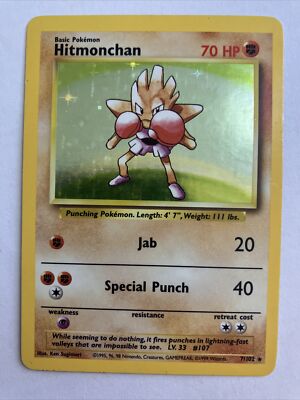 Pokémon TCG Hitmonchan Base Set 7/102 Holo Unlimited Holo Rare | eBay