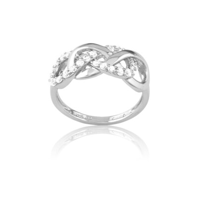 Sterling Silver Interlocking Shiny and CZ Infinity Ring | eBay