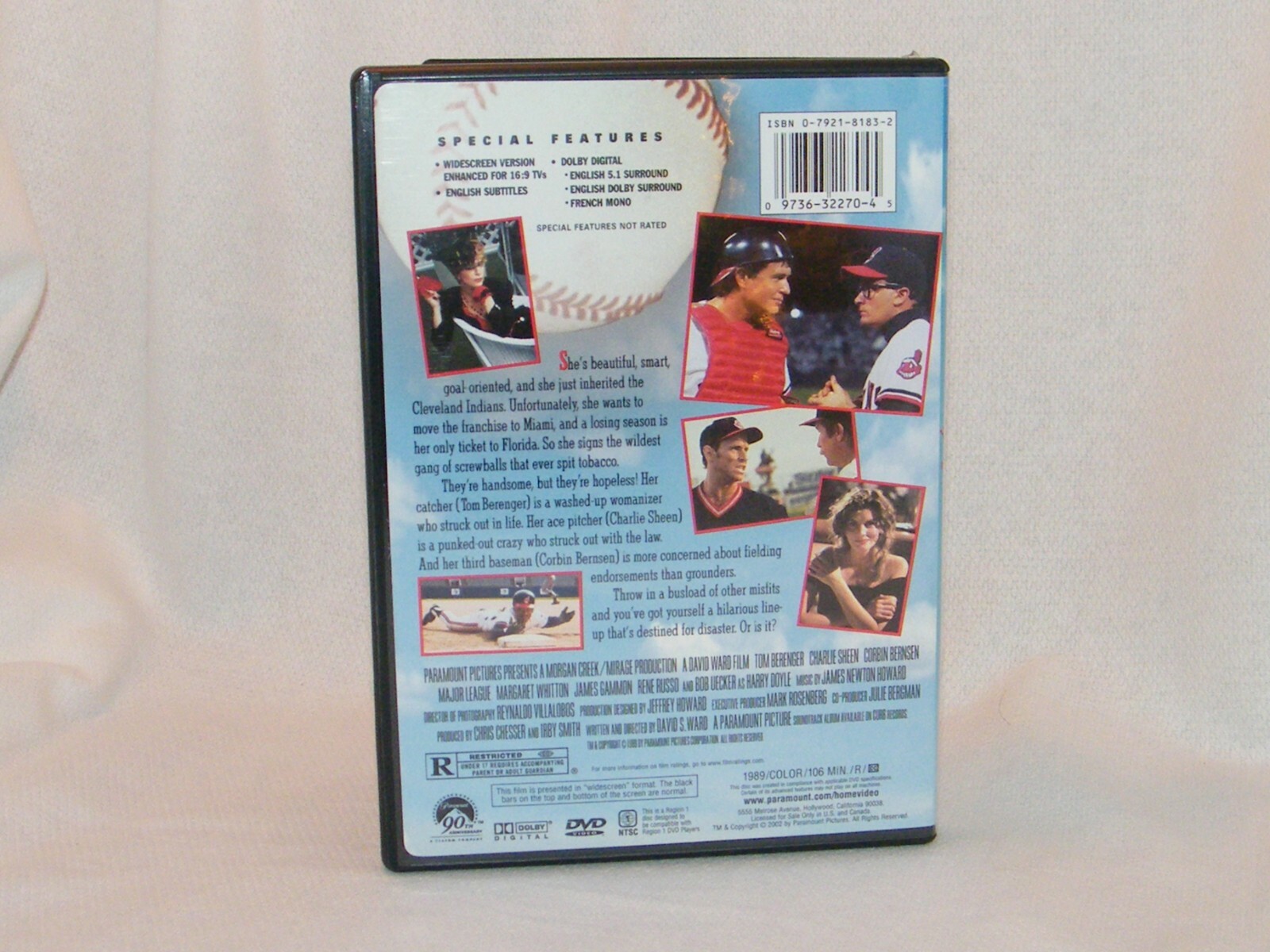 Major League DVD 2002 w/ Tom Berenger, Charlie Sheen, Corbin Bernsen ...