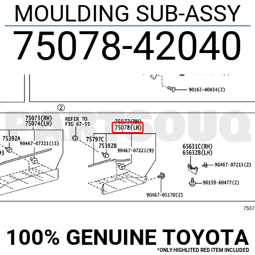 7507842040 Genuine Toyota MOULDING SUB-ASSY 75078-42040 | eBay
