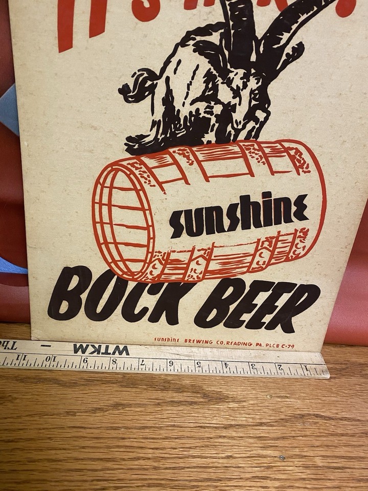 Sunshine Bock Beer Cardboard Sign With Goat Sunshine Brewing Reading Pa ...