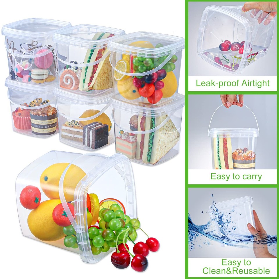 50 Pack 68 oz Square Deli Containers with Lids Clear Plastic Food ...