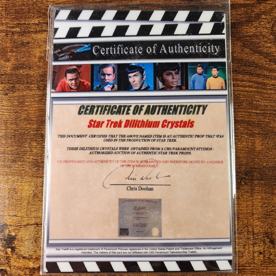4x6 star trek authentic dilithium crystals prop from James Scotty ...