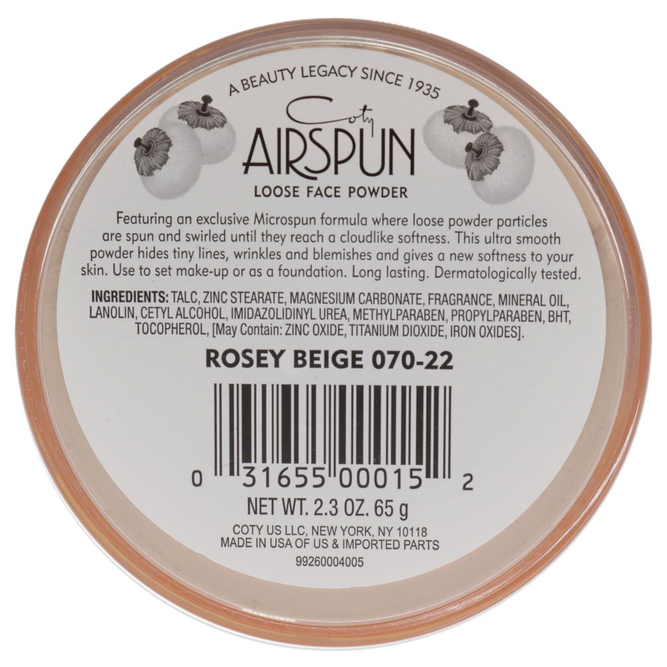Airspun Loose Face Powder - 022 Rosey Beige by Coty for Women - 2.3 oz ...