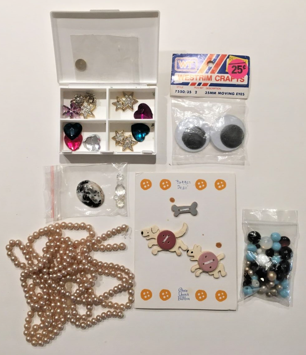 Vintage beads gem stones Broken Jewelry BLUMENTHAL DOG BUTTONS MIXED ...