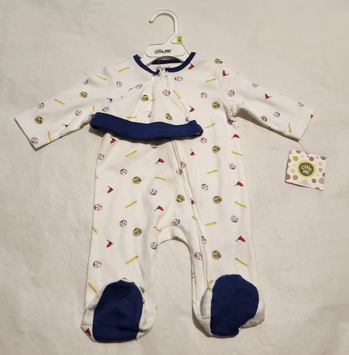 NWT Little Me Baseball Footed One Piece Hat Set Outfit Baby Boy | eBay
