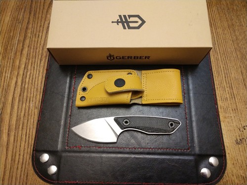Gerber Stowe Fixed Blade Knife 2.5" Blade Micarta Handle& Leather ...