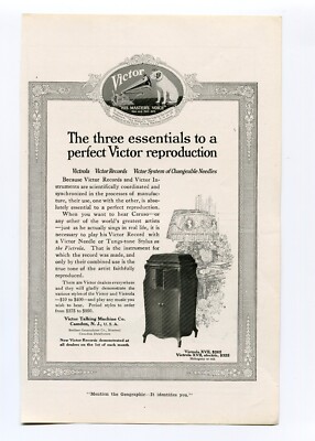 Victor Talking Machine Co Victrola Print Ad c1950s 2 Small ads on back ...