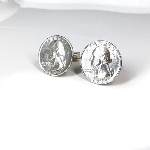 Vintage 1953 US Quarter Cufflinks Washington Sterling Silver Toggle ...