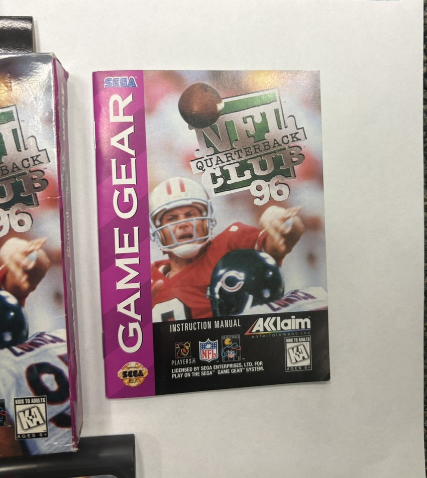 NFL Quarterback Club '96 - Sega Game Gear with Manual, box, case and ...