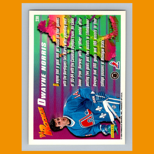 Dwayne Norris #238 1994 Score Gold Line Quebec Nordiques Hockey Card NHL NM | eBay