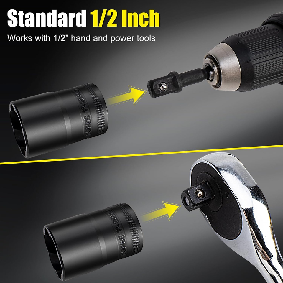 17PCS Lug Nut Extractor Set, 1/2" Drive Stripped Lug Nut Remover ...